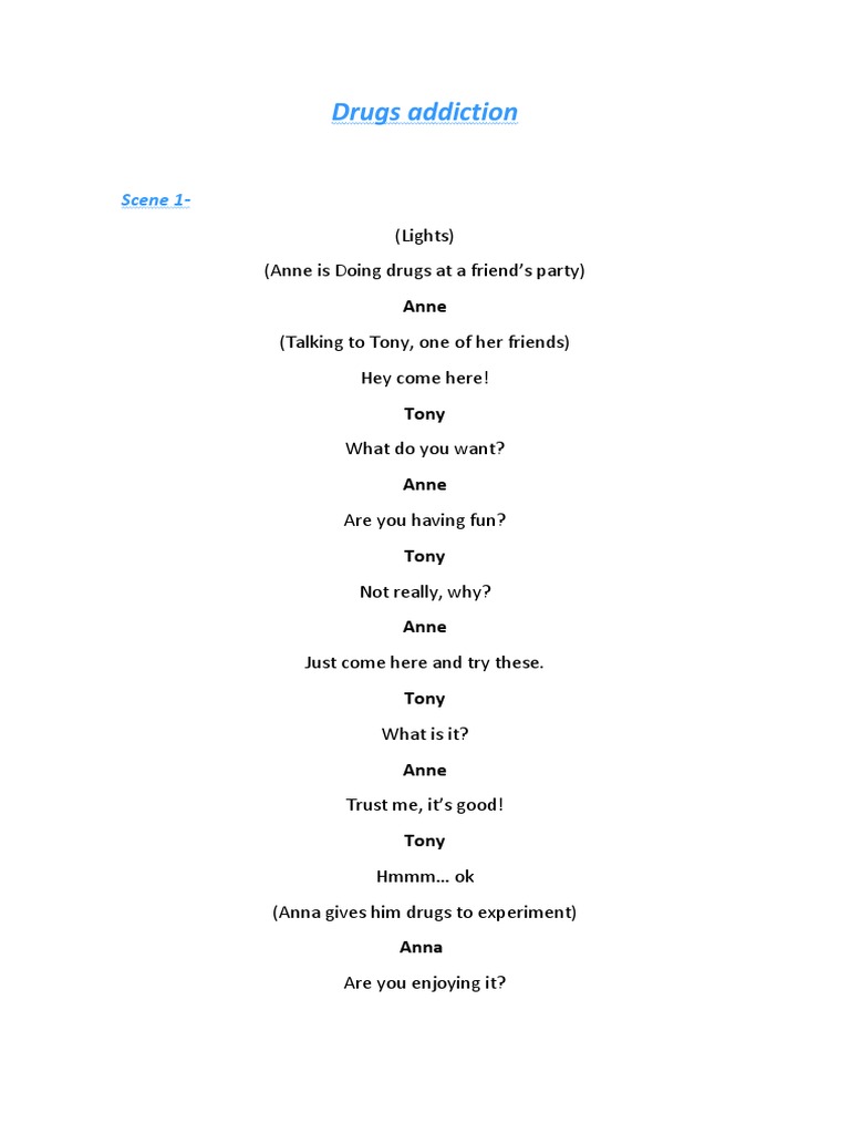 Teen Drug Addiction Drama Script | PDF