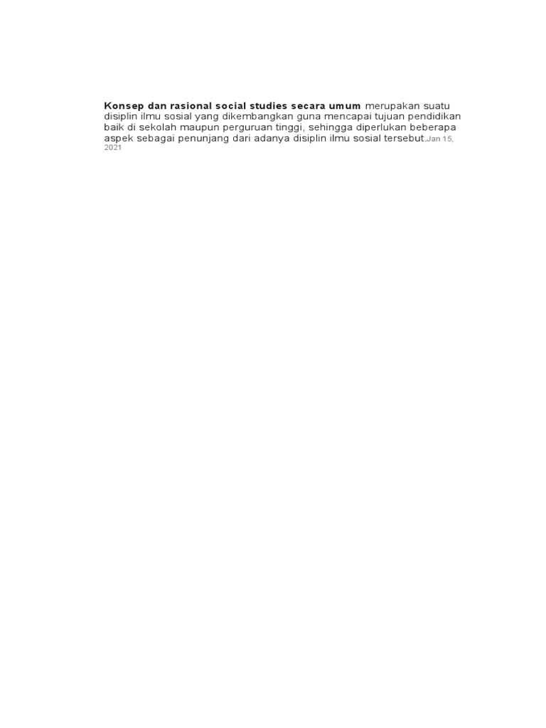 Konsep Dan Rasional Social Studies Secara Umum | PDF | Ilmu Sosial ...
