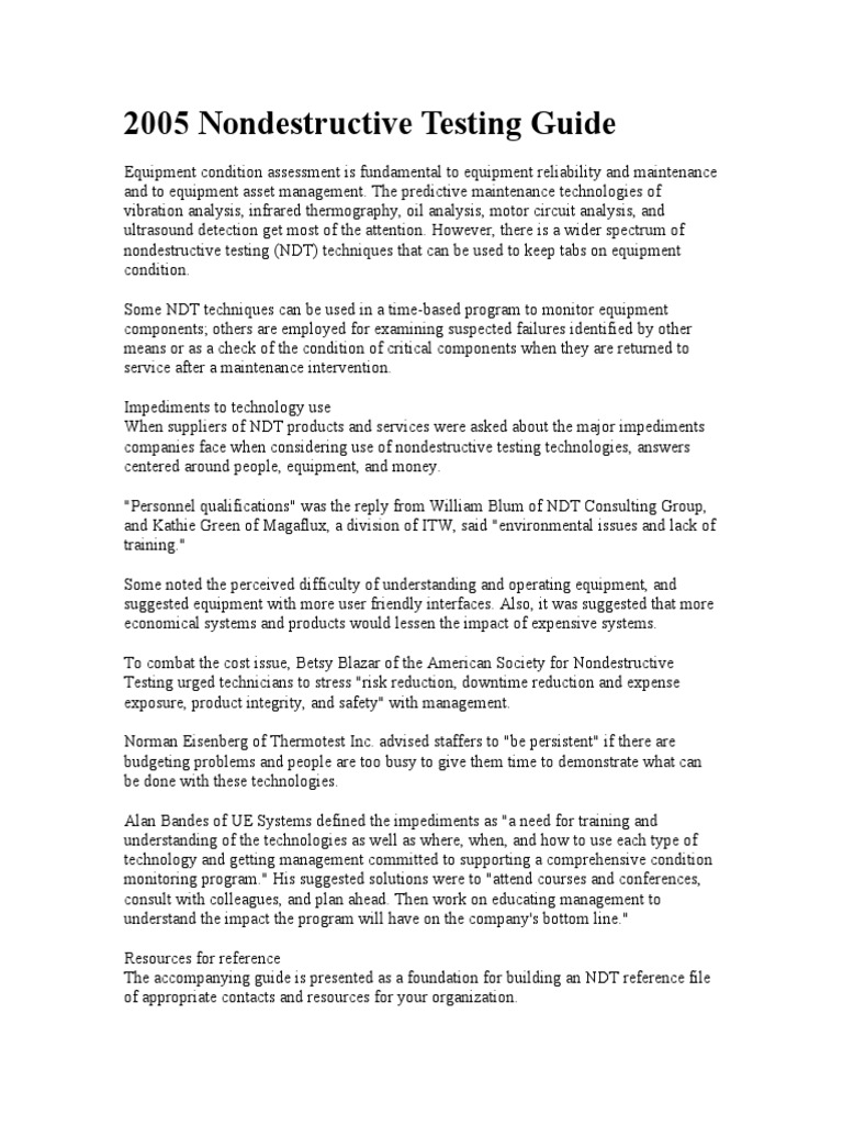 2005 Nondestructive Testing Guide | PDF | Nondestructive Testing ...