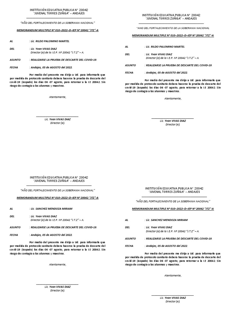 Memo 010 Descarte Prueba Covid-19 | PDF | Salud pública | Medicina CLINICA