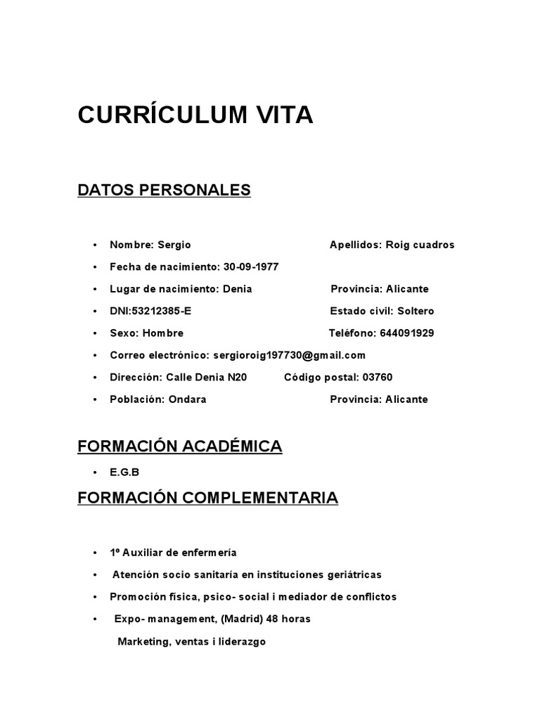 Currículum Vitae Sergio | PDF