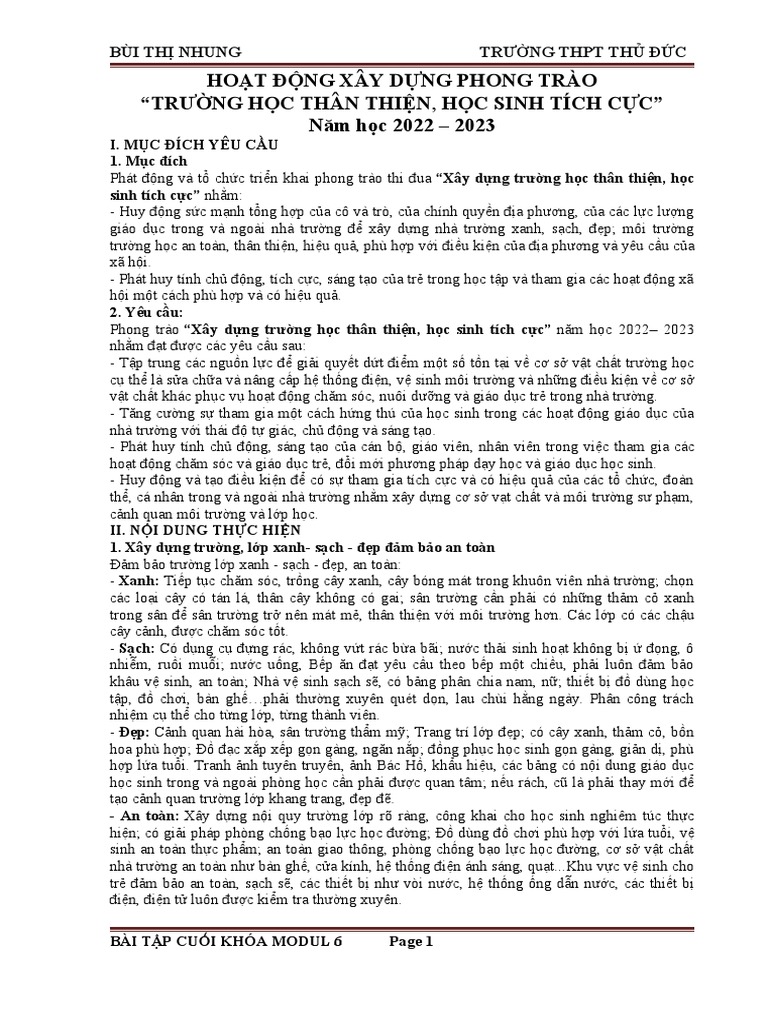 Bai Tap Cuoi Khoa Modul 6 - Bui Thi Nhung - THPT Thu Duc | PDF