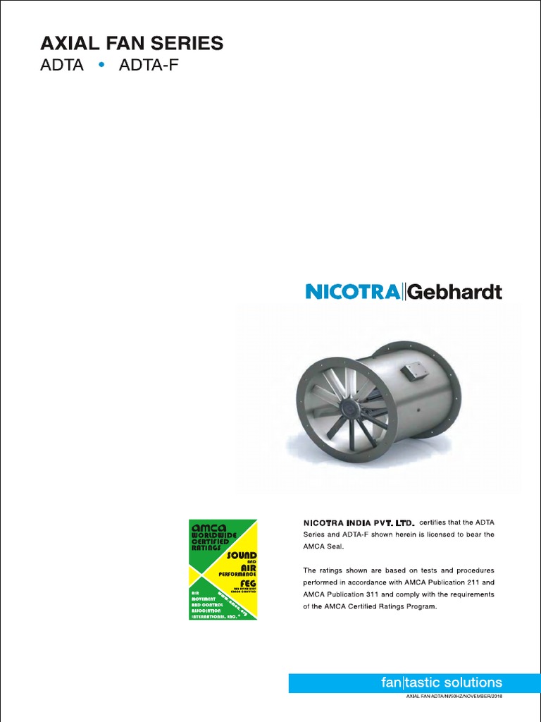 AXIAL FAN ADTA-50Hz-NICOTRA INDIA PVT LTD Broucher-10 | PDF