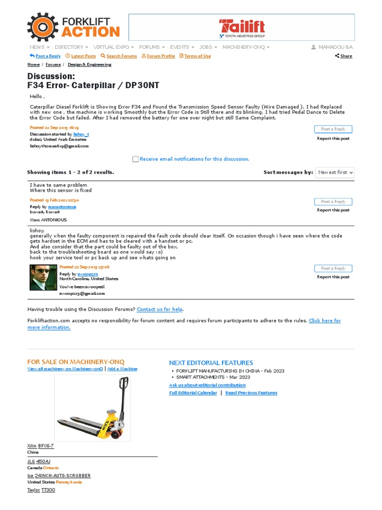 F34 Error - Caterpillar - DP30NT - Design & Engineering Discussion in ...