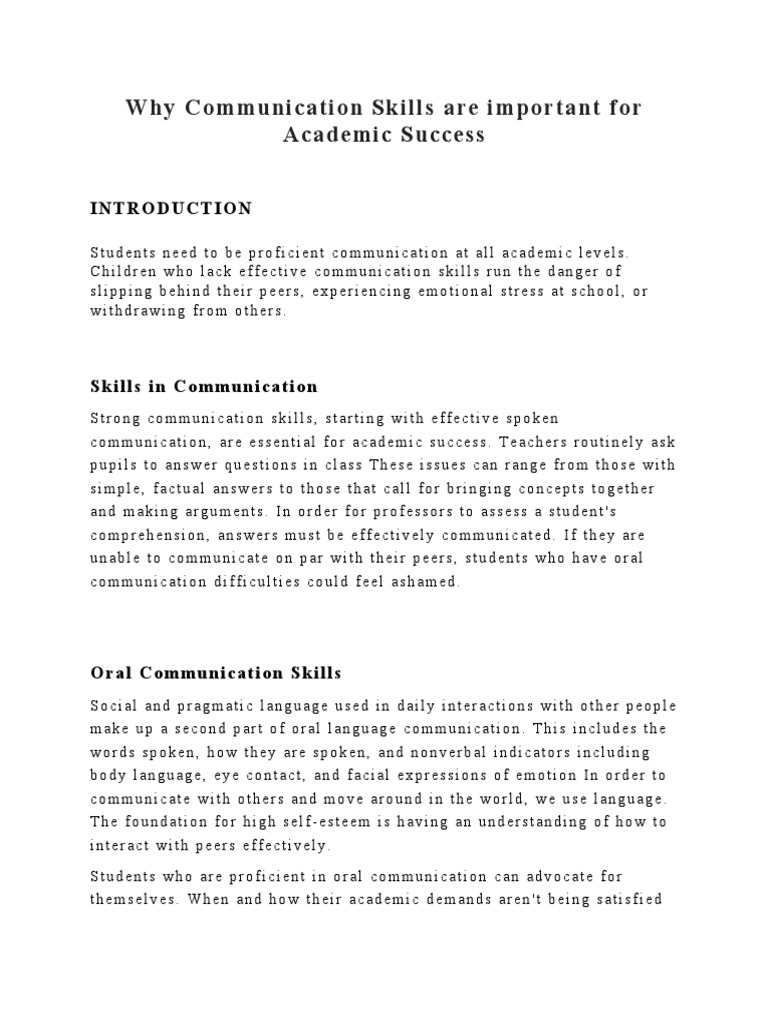 Why Communication Skills Are Important for Academic Success | PDF ...