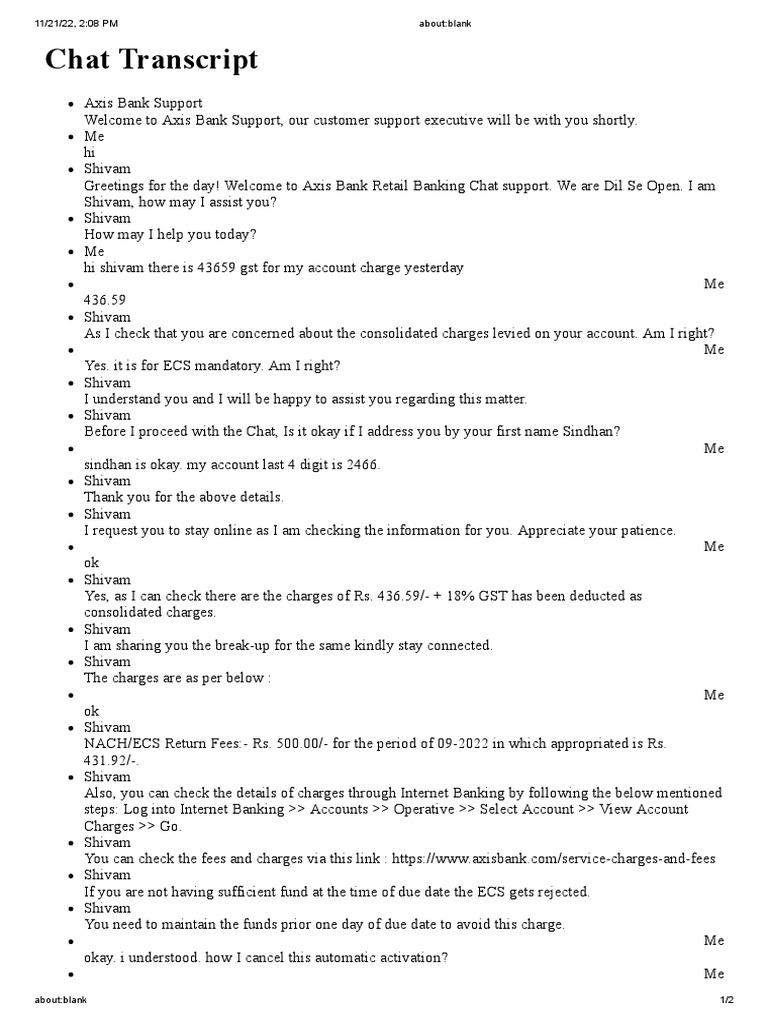 Customer Chat Explanation 2 | PDF | Banks | Online Banking
