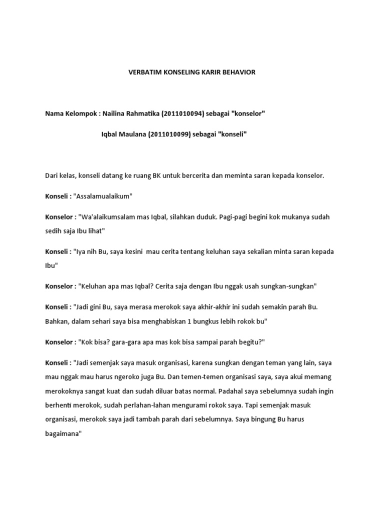 Uas Verbatim Praktik BK | PDF