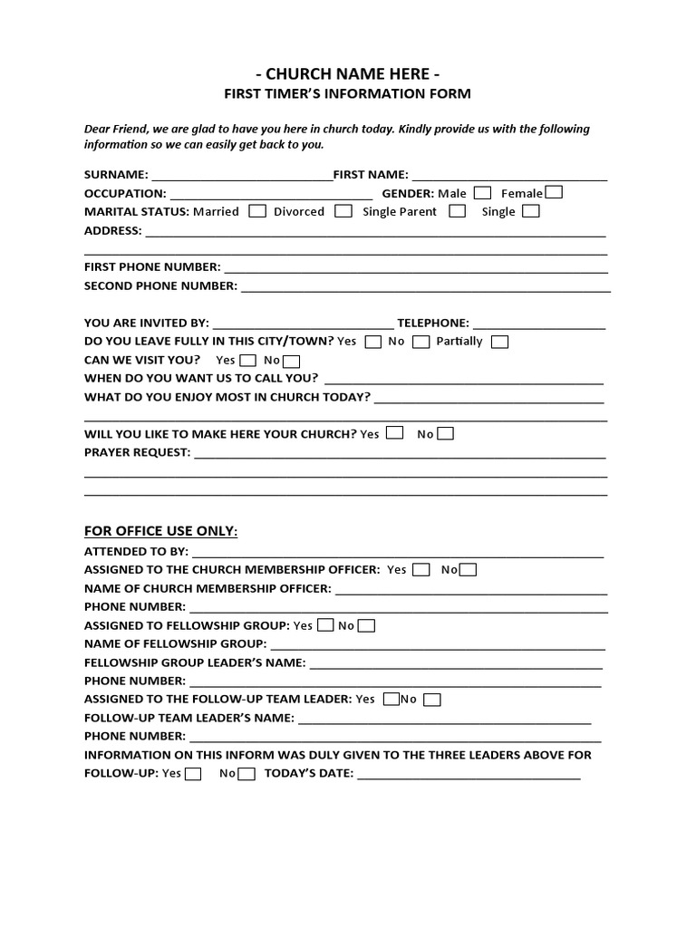 CK First Timer Information Form | PDF