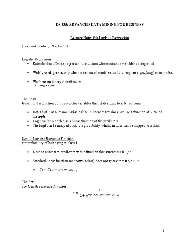 Note 4 | PDF | Logistic Regression | Regression Analysis