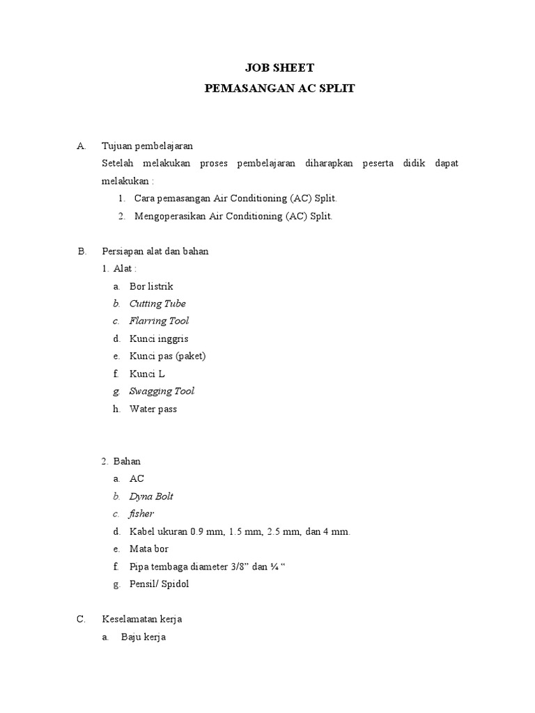 Panduan Pemasangan AC Split Lengkap | PDF