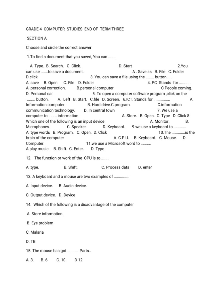 Computer Grade 4 | PDF