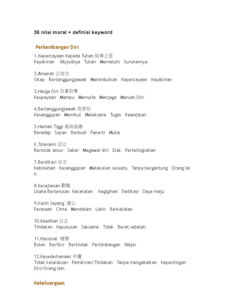 36 Nilai Moral | PDF