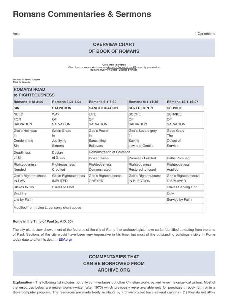 Romans Commentaries and Resources Guide | PDF | Epistle To The Romans ...