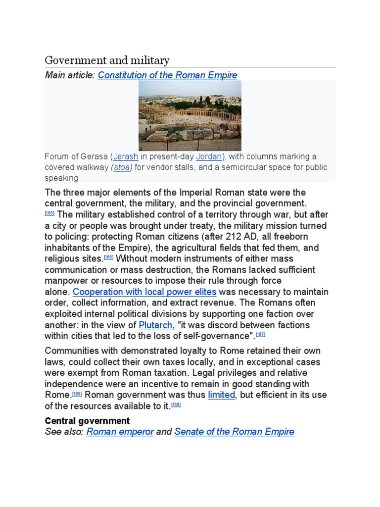 Government and Military: Constitution of The Roman Empire | PDF | Roman ...