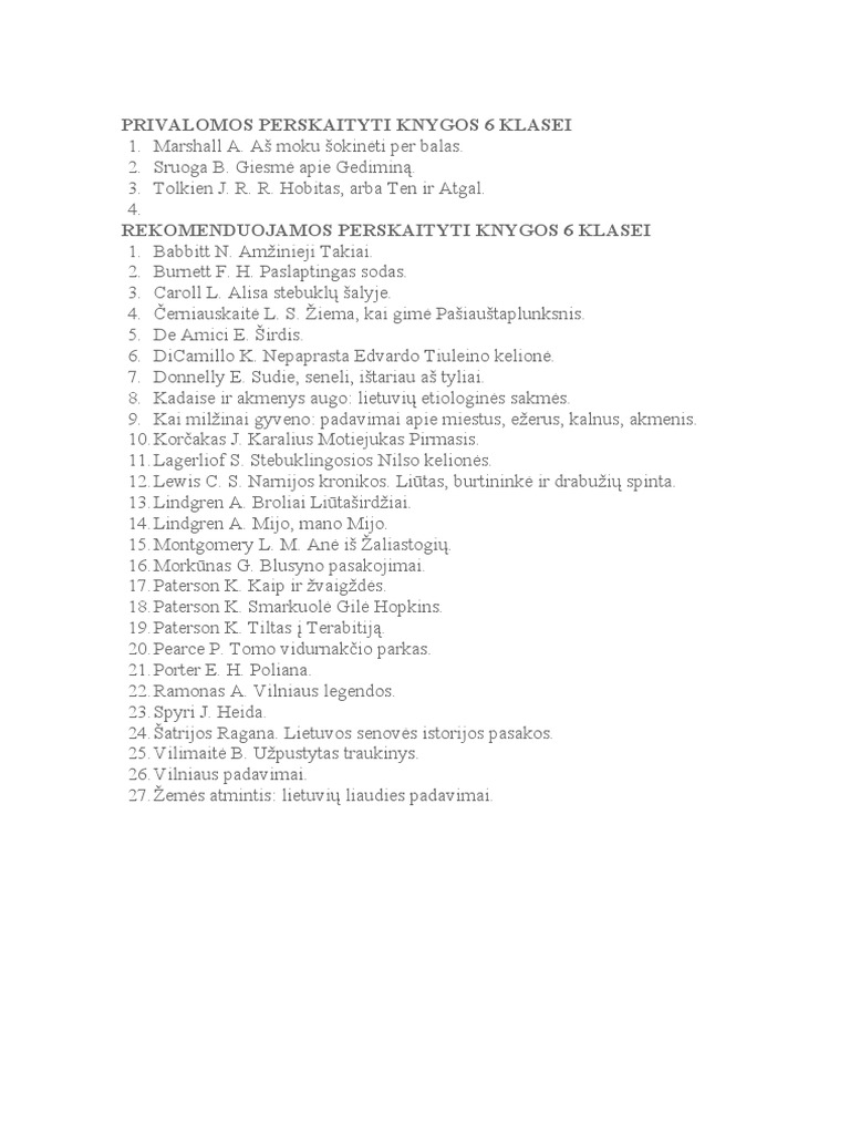 Skaitytinu Knygu Sarasas | PDF
