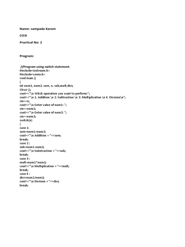 Oop Practical No 2 Pdf