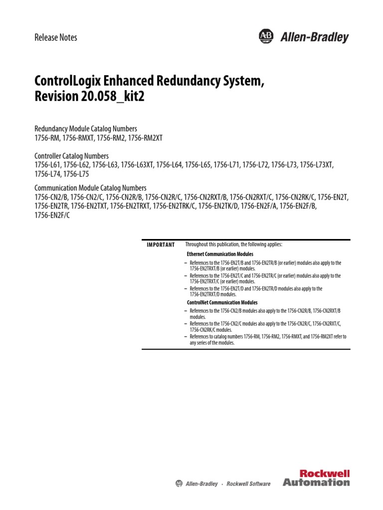 Controllogix Enhanced Redundancy System, Revision 20.058 - Kit2 | PDF ...