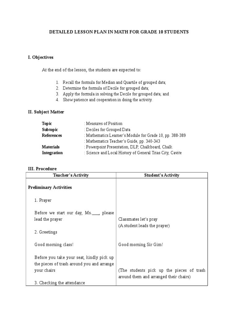 Detailed_Lesson_Plan___Deciles_for_Grouped_Data.docx | PDF | Interpolation | Beehive