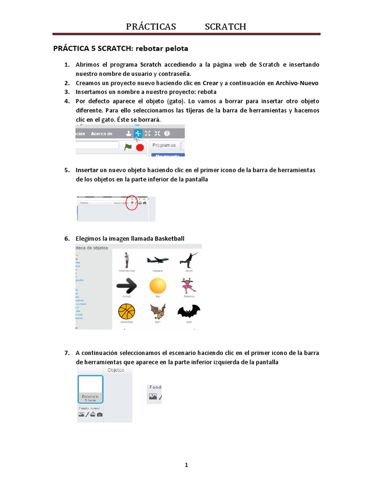 PRÁCTICA 5 SCRATCH Rebotar | PDF | Scratch (lenguaje de programación) | Desarrollo de software