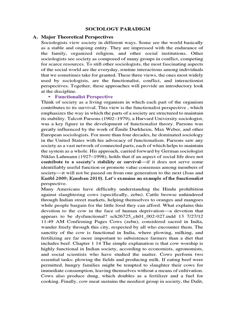 Sociology Paradigm Pdf Sociology Feminism