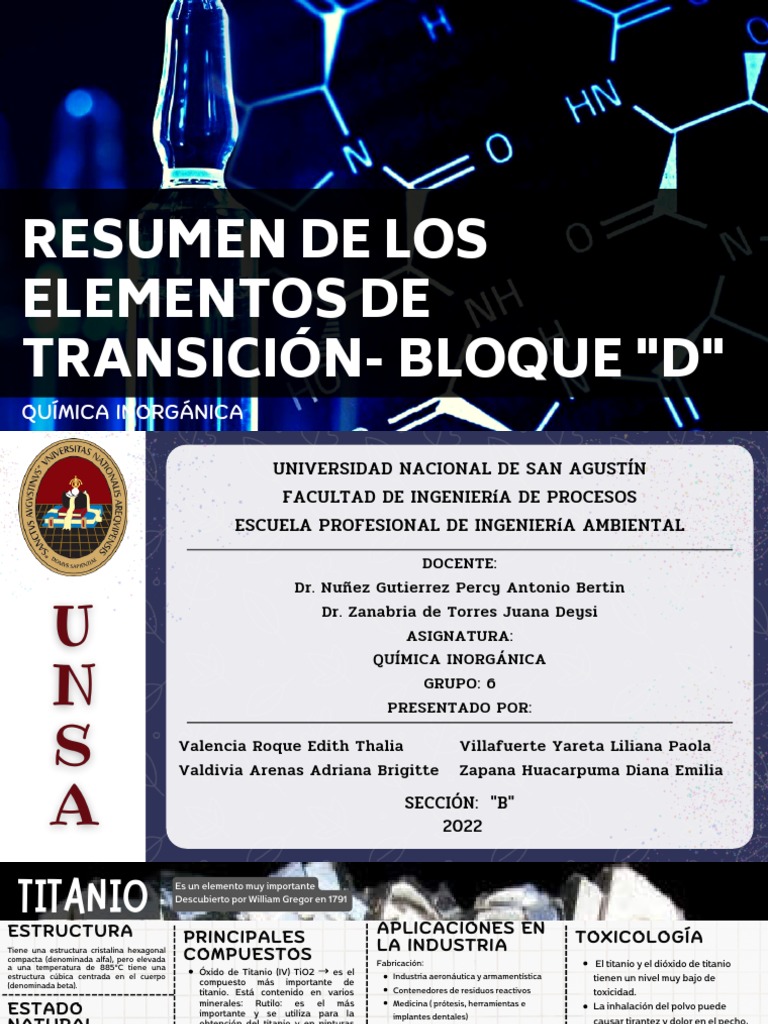 Elementos Representativos Bloque D | PDF | Cobalto | Hierro