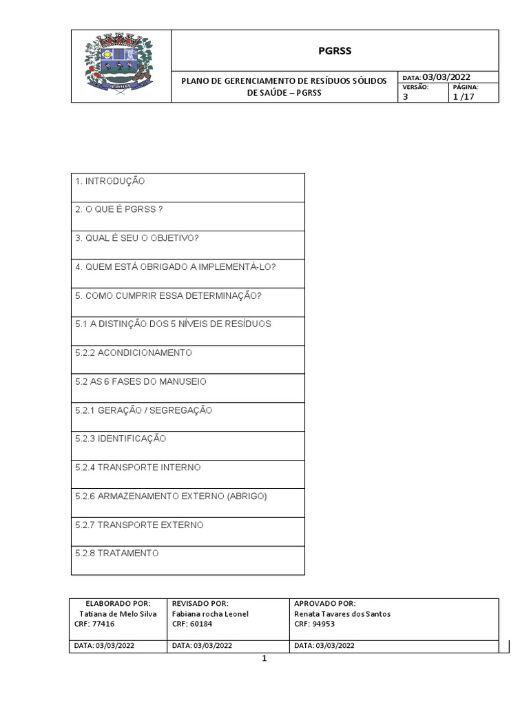 PGRSS Revisado 2022 | PDF | Desperdício