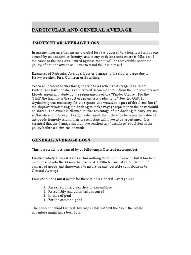 SECTION 14 - Particular & General Average | PDF | Business Law | Shipping