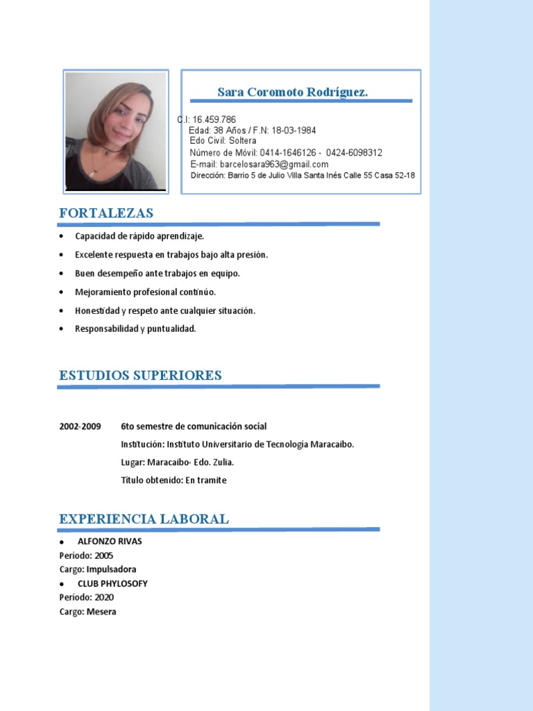 Curriculum Viate Sara Rodriguez | PDF