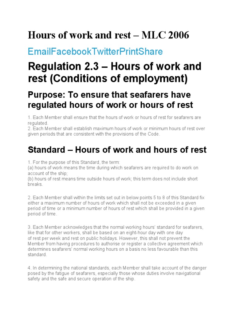 Hours of Work and Rest | Download Free PDF | Working Time | Sailor
