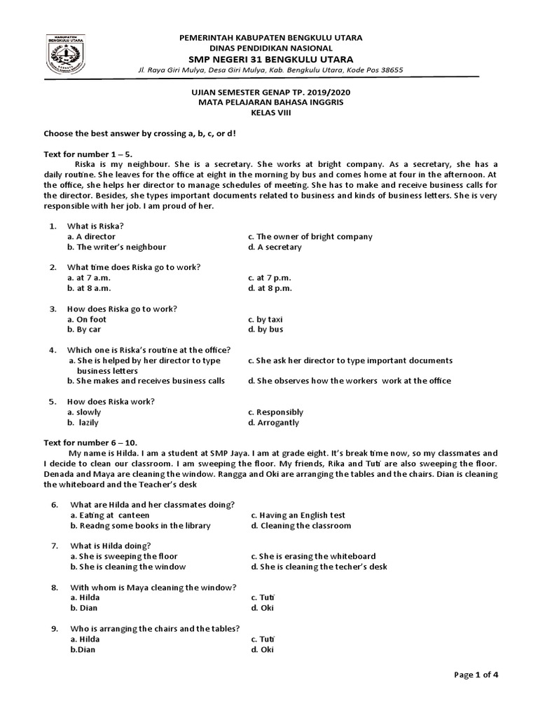 Soal Kls 8 Semester 2 | PDF