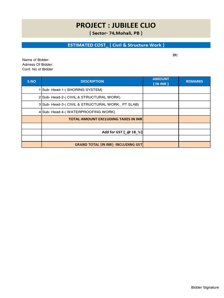 JC - Boq - Civil & Str. Work - Revised After 1st Meet Held On Dated-26. ...