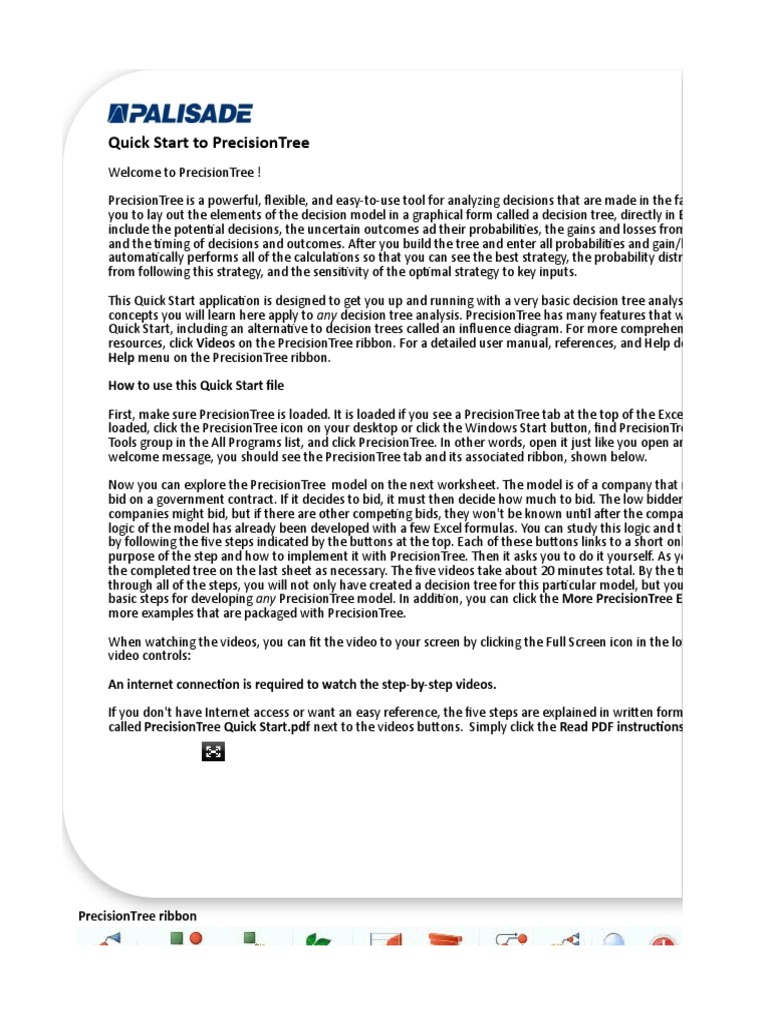 PrecisionTree Quick Start Guide | PDF | Microsoft Excel | Computing
