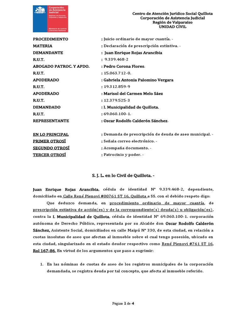 JLQ - Prescripción Juan Rojas Arancibia | PDF | Estatuto de limitaciones | Sentencia (ley)