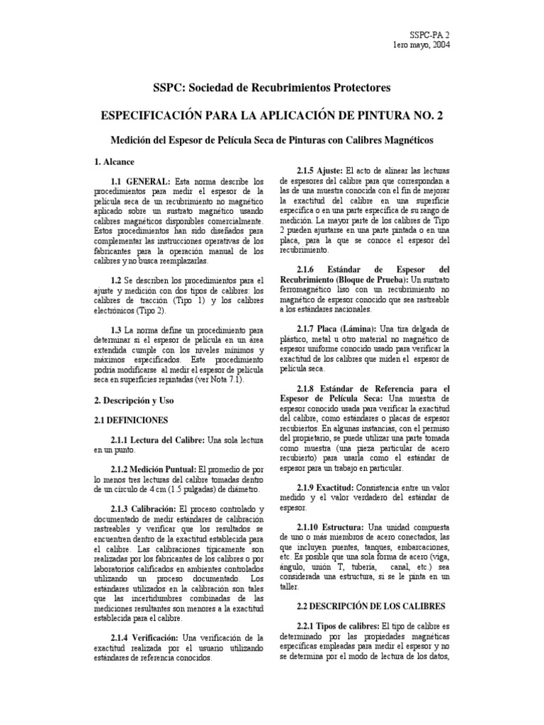 SSPC Pa2 Espan | PDF | Calibración | Revestimiento