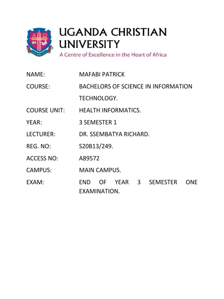 Health Informatics Exam Insights | PDF | Medical Diagnosis | Patient