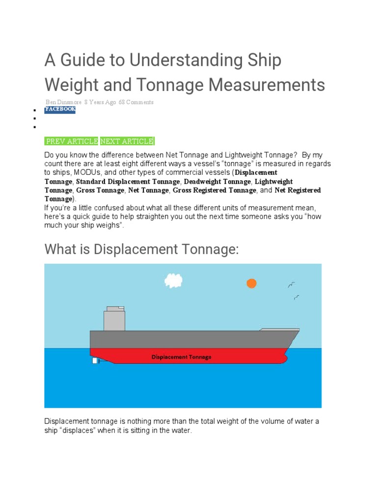 Understanding Ship Tonnage Measurements | PDF | Tonnage | Water Transport