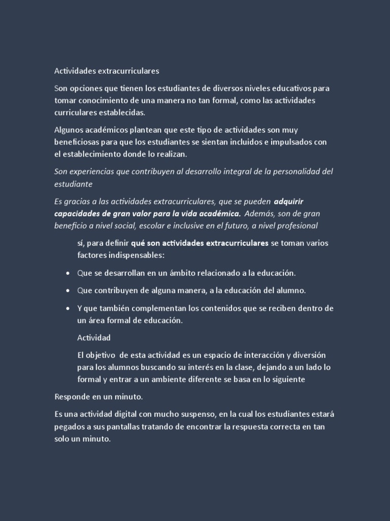 Actividades Extracurriculares | PDF