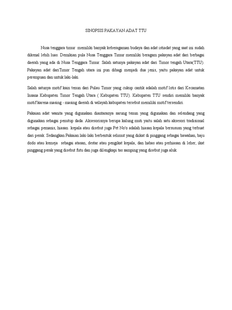 Sinopsis Pakayan Adat Ttu | PDF