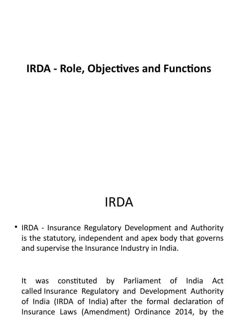 Functions - IRDA | PDF | Insurance | Business Law