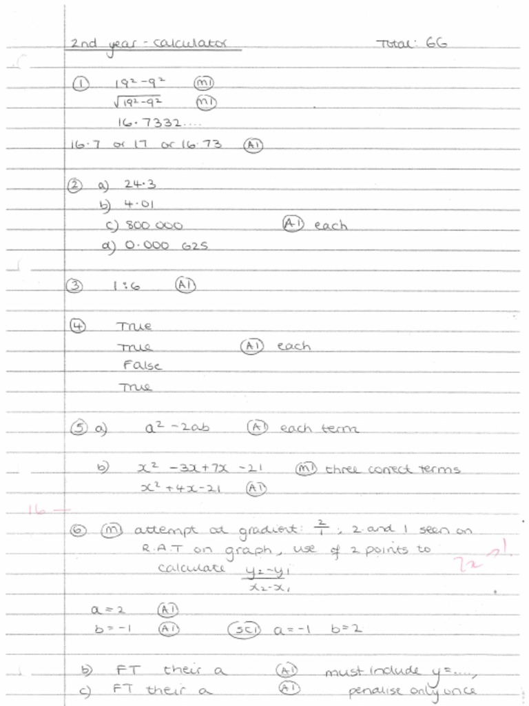 Y8 End of Year 2017 (Calc) MS | PDF