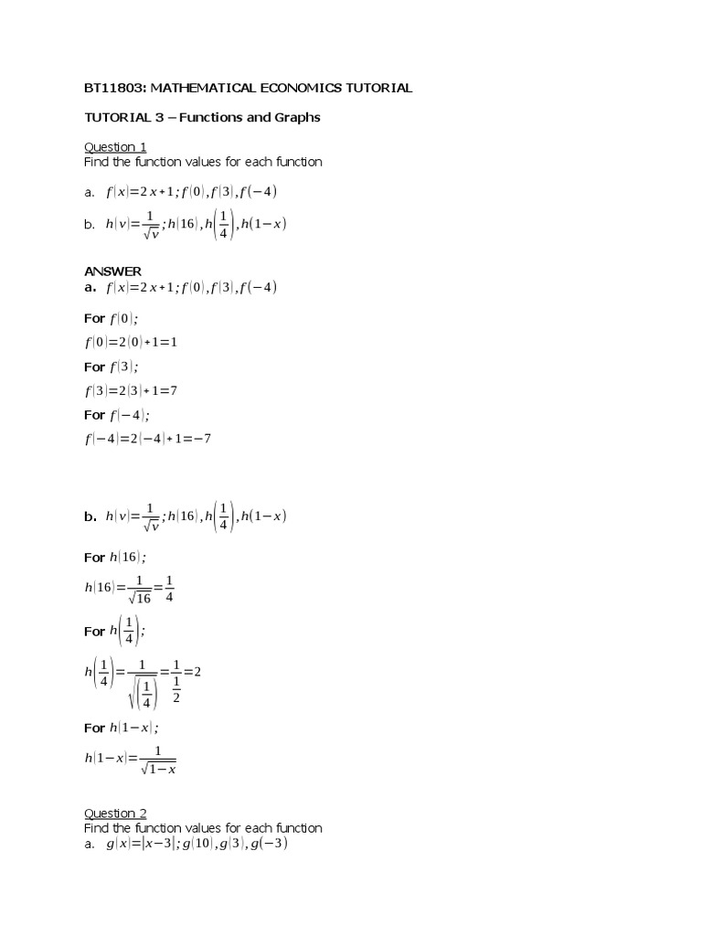 BT11803 Tutorial 3 ANSWER | PDF | Mathematical Logic | Mathematical Analysis
