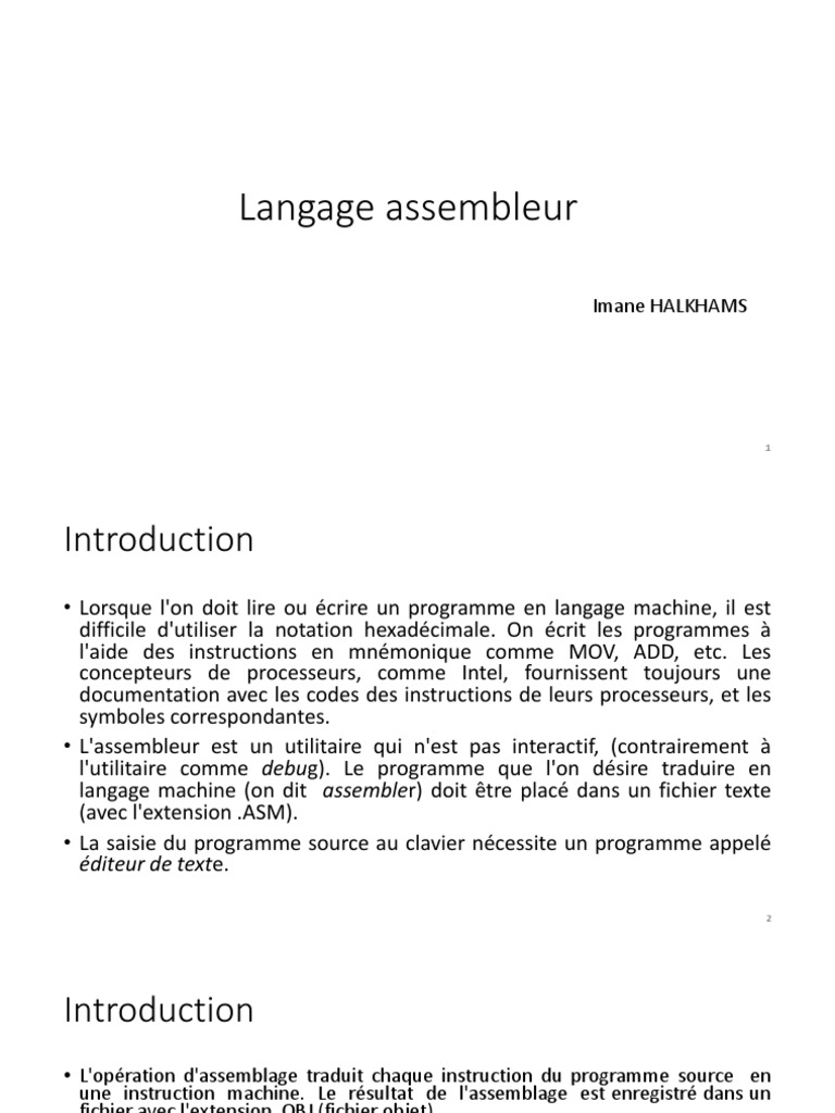 11 Assembleur | PDF | Programme informatique | Programmation