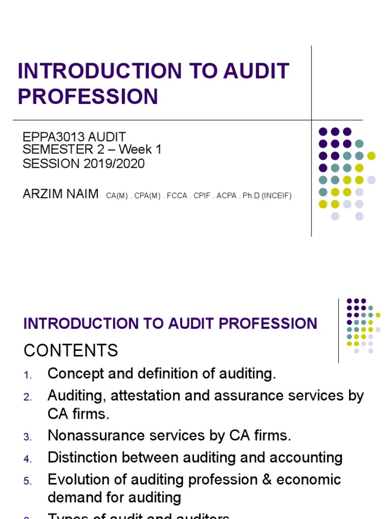 WK 1 Introduction To Audit Profession | PDF | Audit | Financial Audit