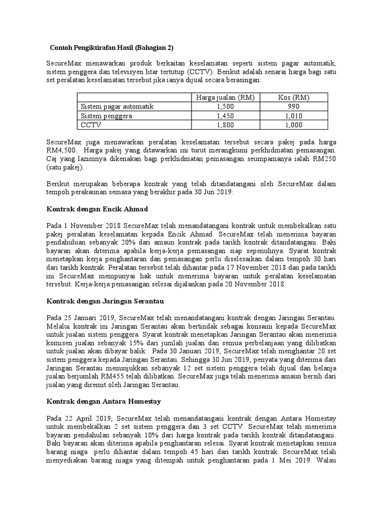 Contoh Pengiktirafan Hasil (Bahagian 2) | PDF