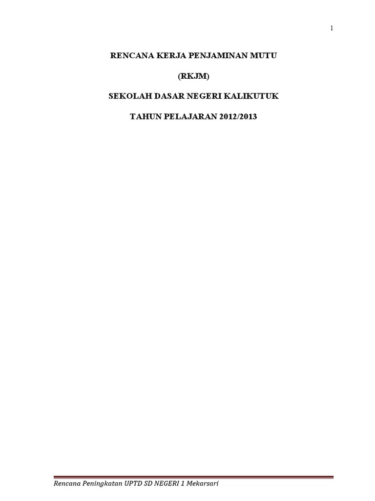Contoh Format RKJM SD | PDF