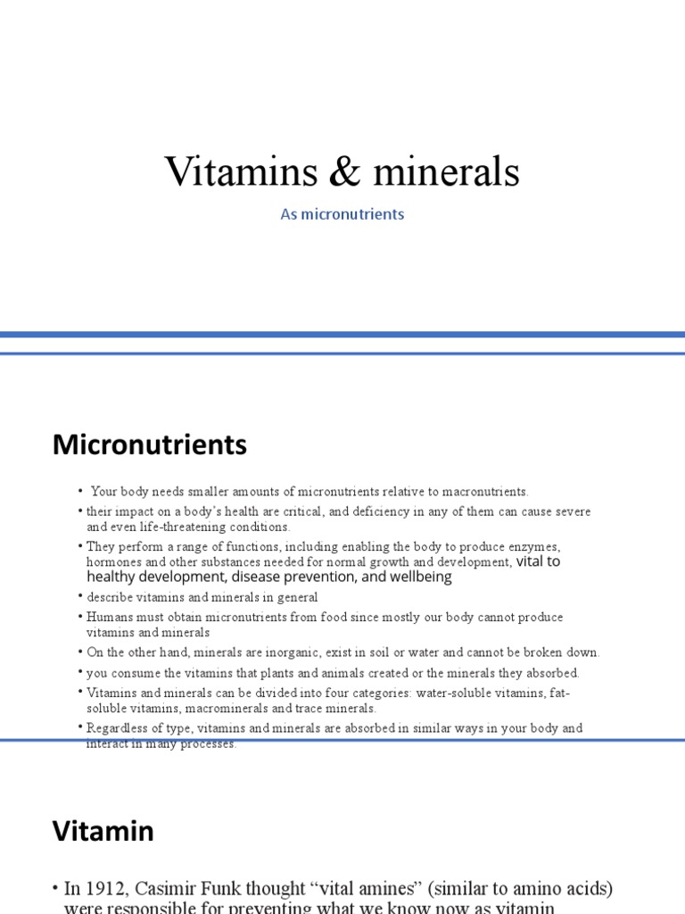 Slide 6 Vitamins & Minerals | PDF | Vitamin | Nutrients