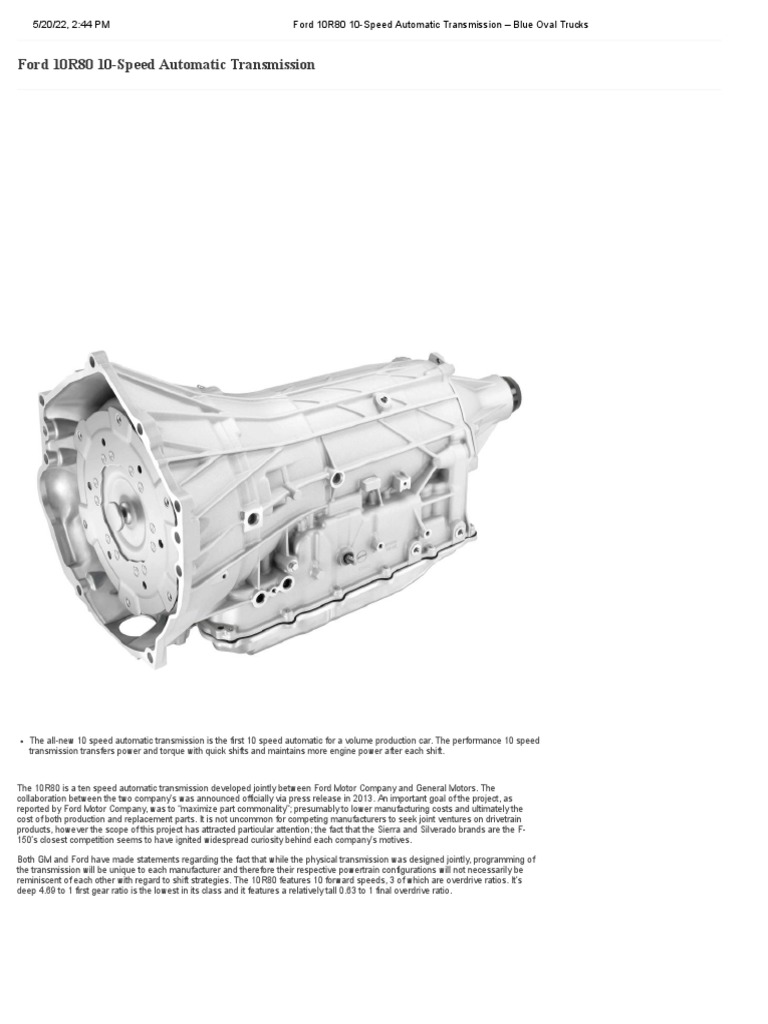Ford 10R80 Transmission Overview | PDF | Automatic Transmission ...