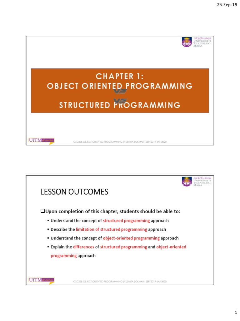 (2019) Chap 1 OOP Vs SP | PDF | Object Oriented Programming | Computer Programming