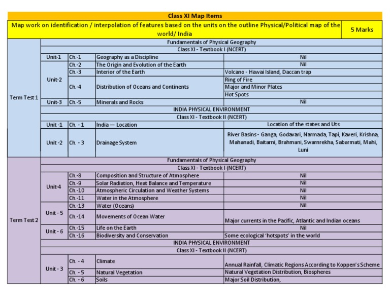 XI Map Items | PDF | Natural Environment | Earth