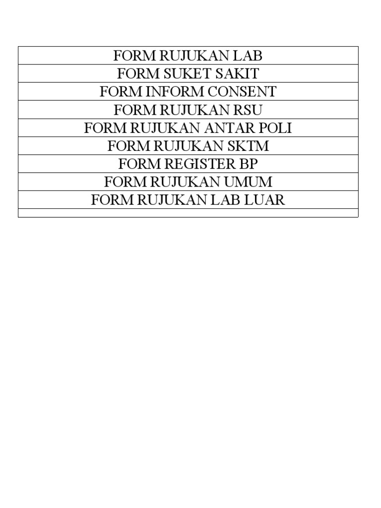 Form Rujukan Lab | PDF